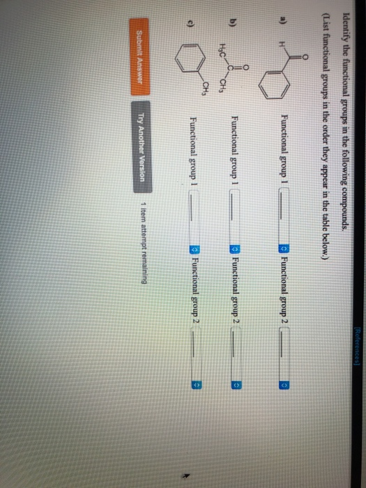 Solved [References] Identify the functional groups in the | Chegg.com