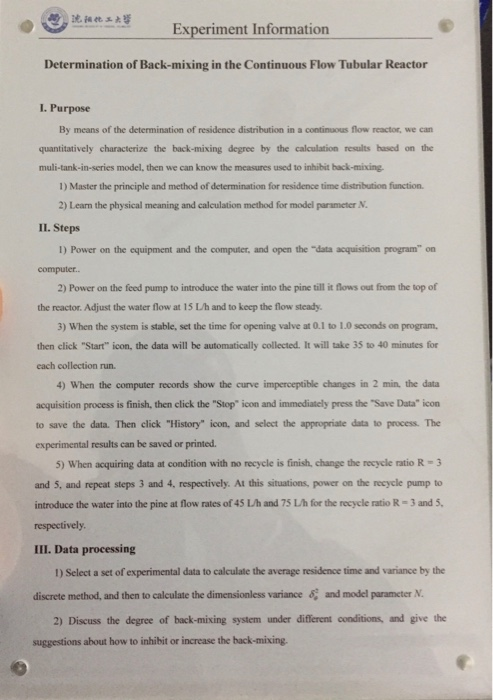 Solved experiment on chemical technology. Dertermination of | Chegg.com