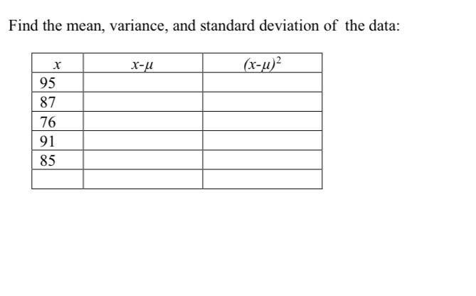 Solved Find the mean, variance, and standard deviation of | Chegg.com