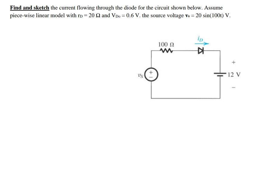 Solved Find and sketch the current flowing through the diode | Chegg.com
