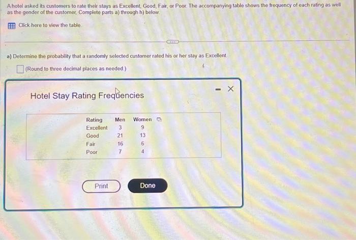 Solved A hotel asked its customers to rate their stays as | Chegg.com