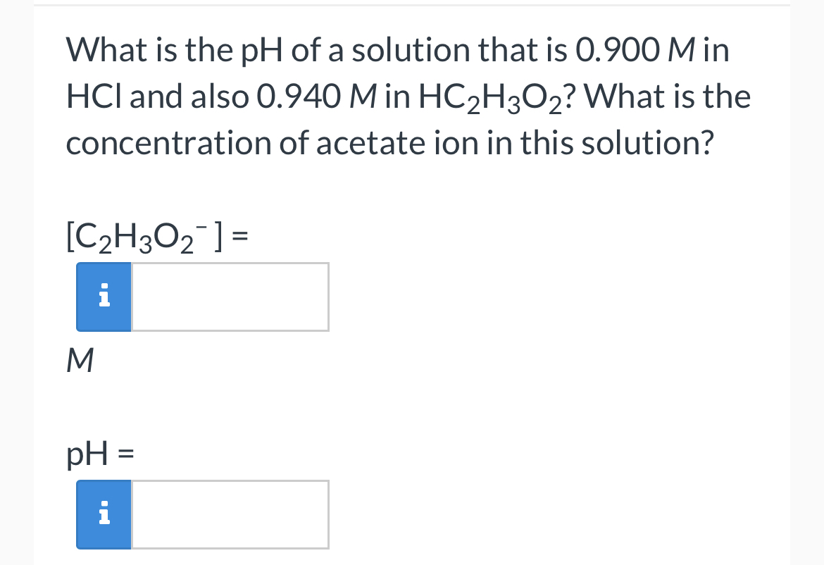 Solved What is the pH ﻿of a solution that is 0.900M ﻿in HCl | Chegg.com