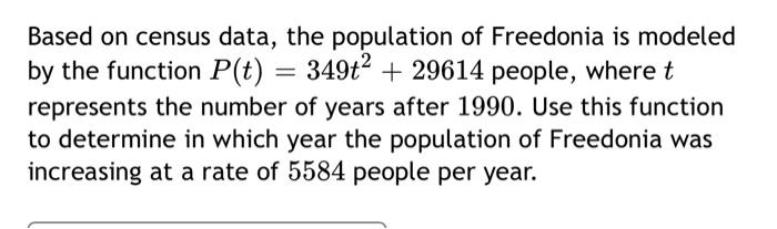 Solved Based on census data, the population of Freedonia is | Chegg.com