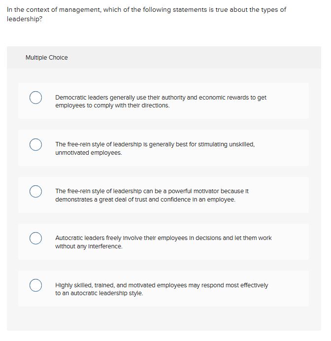 Solved In the context of management, which of the following | Chegg.com