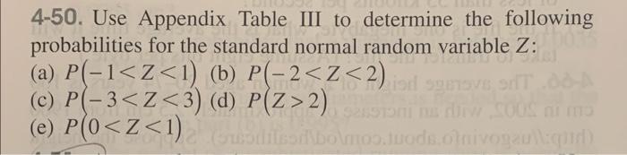Solved 4-50. Use Appendix Table III to determine the | Chegg.com