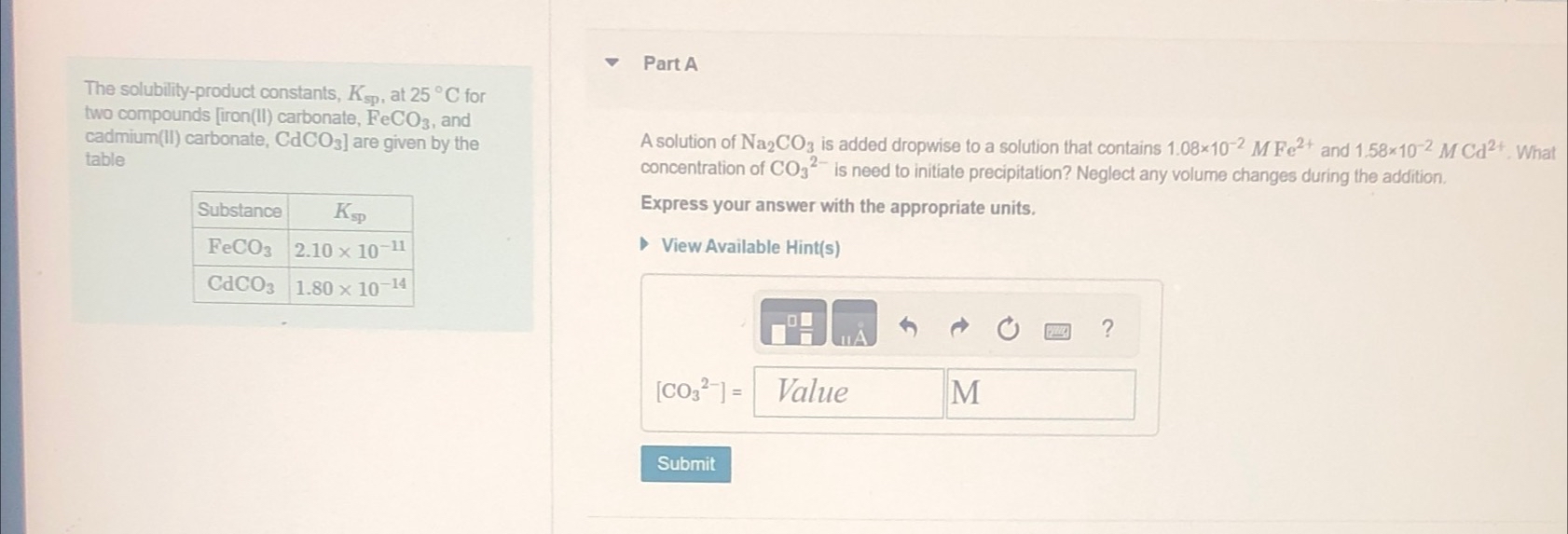 Solved The solubility-product constants, Ksp, , ﻿at 25°C | Chegg.com