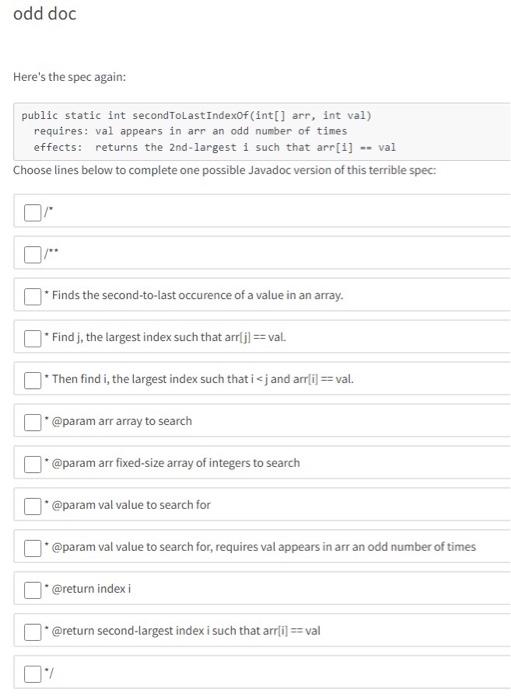 Solved odd doc Here's the spec again: public static int | Chegg.com