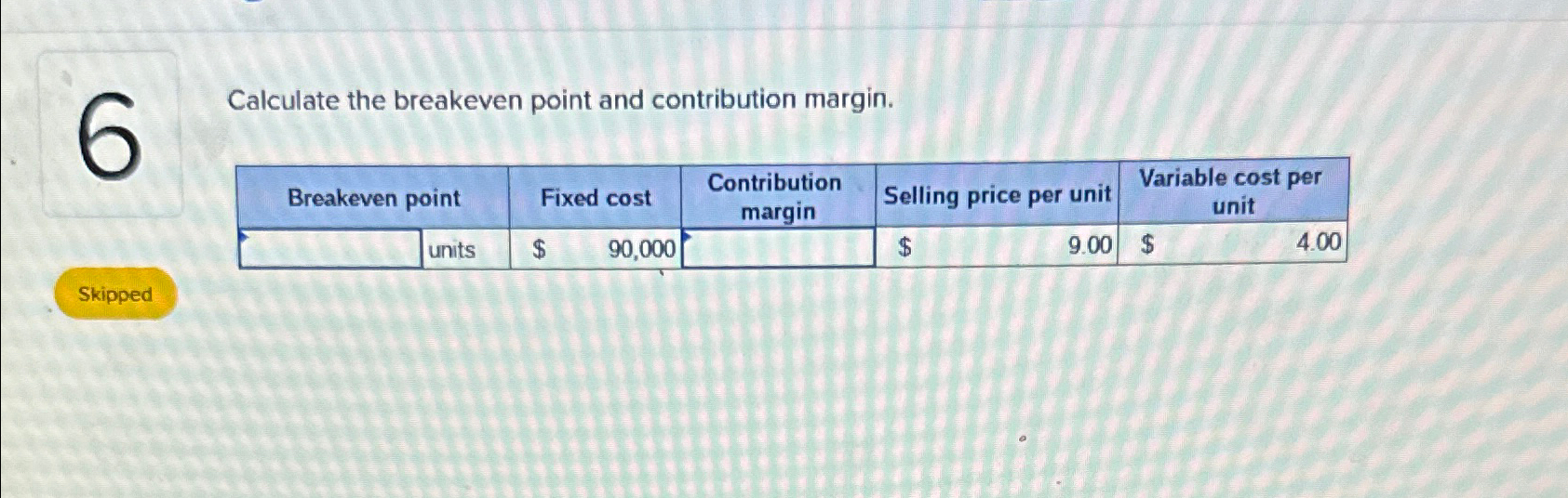 Solved Calculate the breakeven point and contribution | Chegg.com