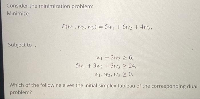 Solved Question Consider the minimization problem Minimize | Chegg.com