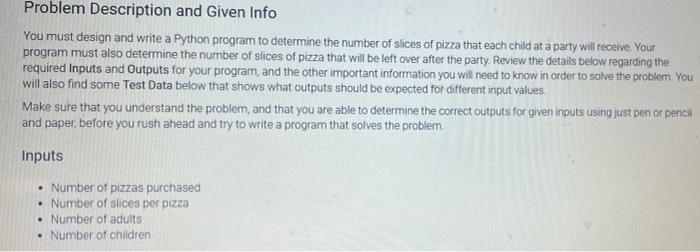 Solved Problem Description and Given Info You must design | Chegg.com