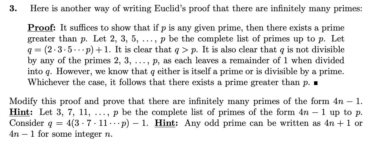Solved Here is another way of writing Euclid's proof that | Chegg.com