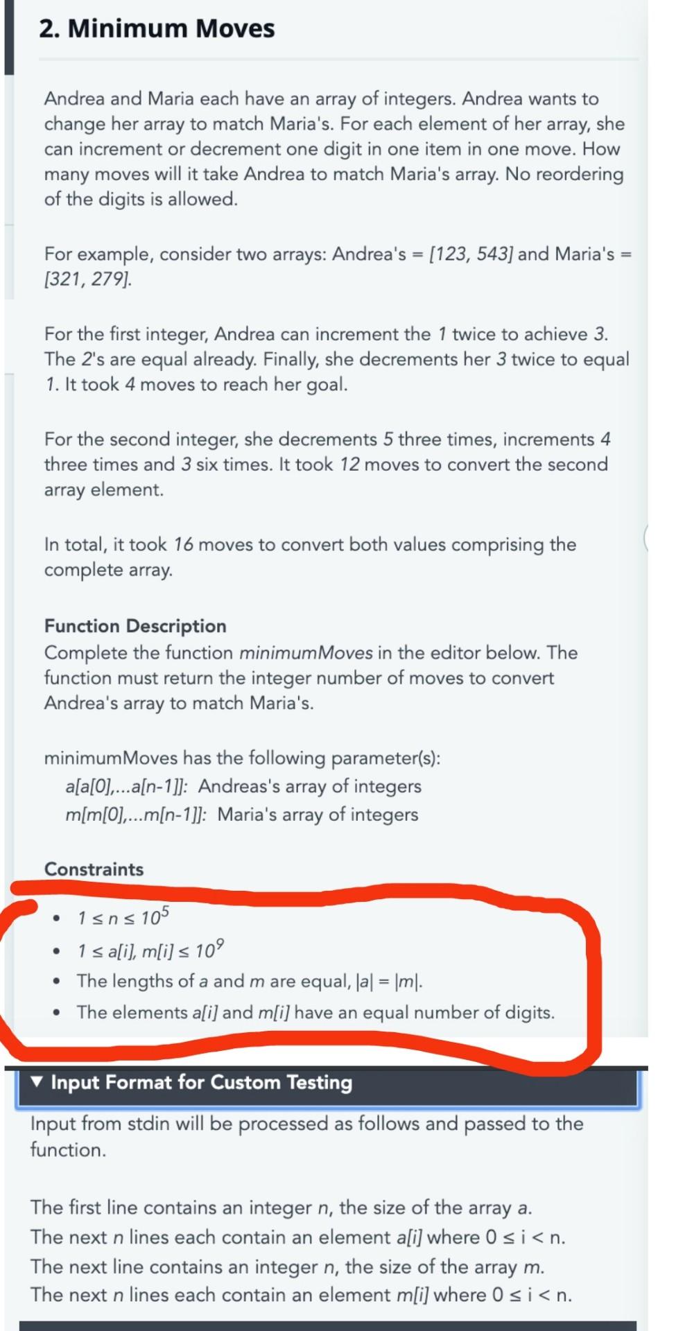 Solved 2. Minimum Moves Andrea and Maria each have an array | Chegg.com