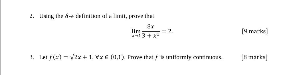 Solved 2. Using the δ−ϵ definition of a limit, prove that | Chegg.com