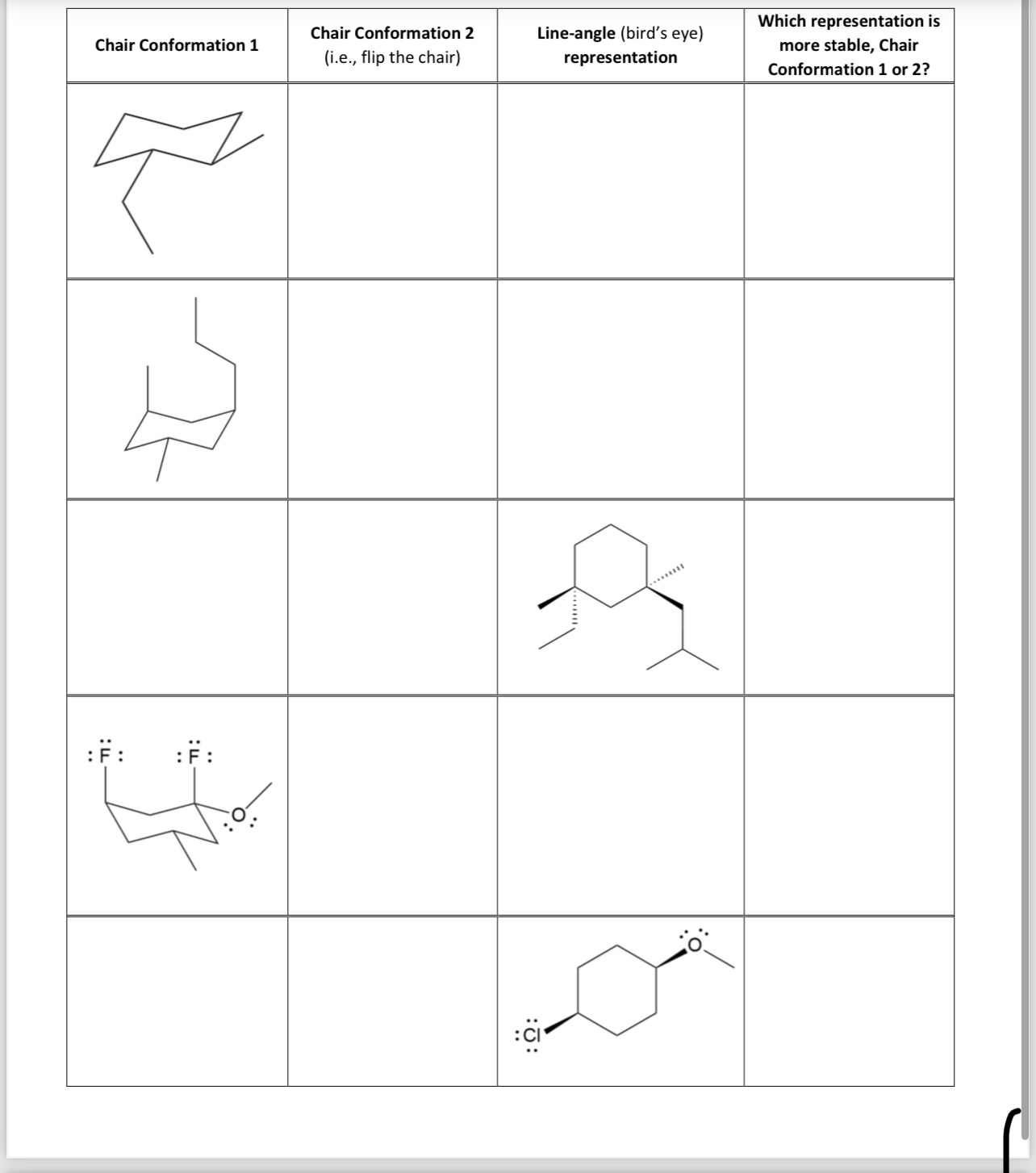 Solved Draw the chair flip, line angle representation, and | Chegg.com