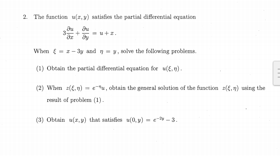 Solved The function u(x,y) ﻿satisfies the partial | Chegg.com