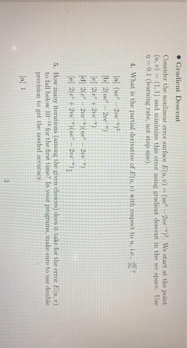 Solved • Gradient Descent au Consider the nonlinear error | Chegg.com