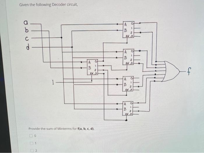 Solved Given the following Decoder circuit, a b А B ما فيها | Chegg.com