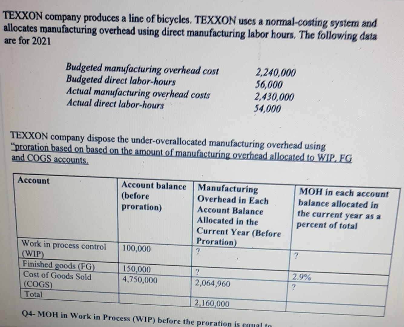 Solved TEXXON company produces a line of bicycles. TEXXON | Chegg.com