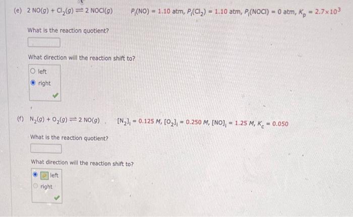 Solved The initial concentrations or pressures of reactants | Chegg.com