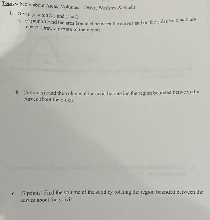 Solved Opics: More about Areas, Volumes - Disks, Washers, \& | Chegg.com