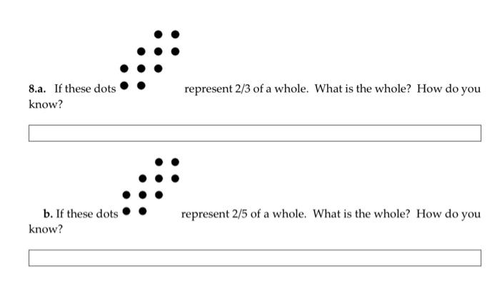 Solved 8.a. If these dots represent 2/3 of a whole. What is | Chegg.com