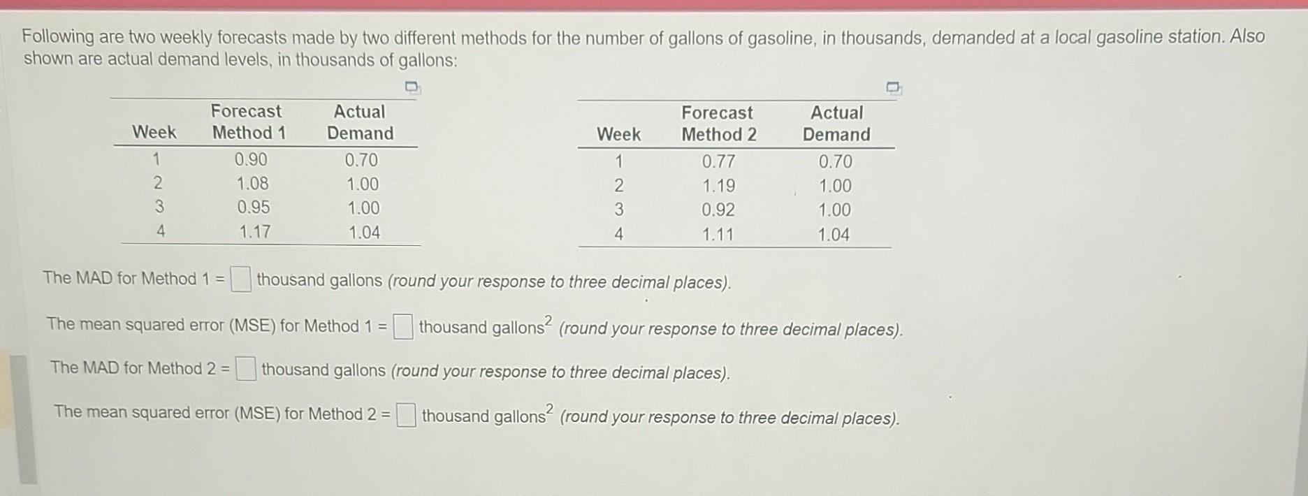 Solved Following are two weekly forecasts made by two | Chegg.com