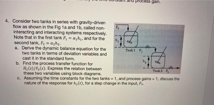Solved process gain. A 4. Consider two tanks in series with | Chegg.com