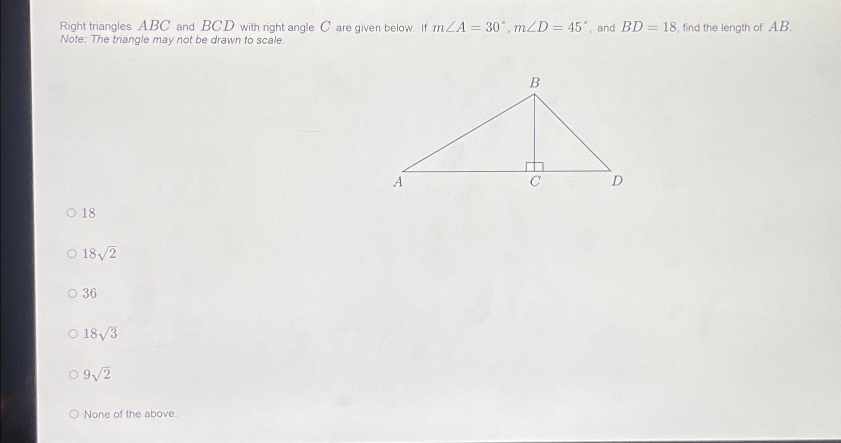Solved Right triangles ABC and BCD ﻿with right angle C ﻿are | Chegg.com
