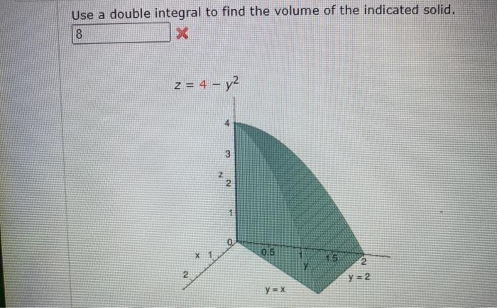 Solved Use a double integral to find the volume of the | Chegg.com