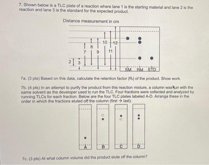 Solved 7. Shown below is a TLC plate of a reaction where | Chegg.com