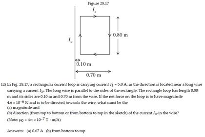 Solved In Fig. 28.17, a rectangular current loop is | Chegg.com