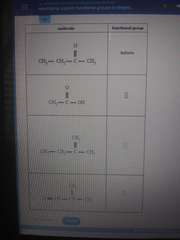 Solved REPRESENTATIONS OF ORGANIC MOLECULES Identifying | Chegg.com