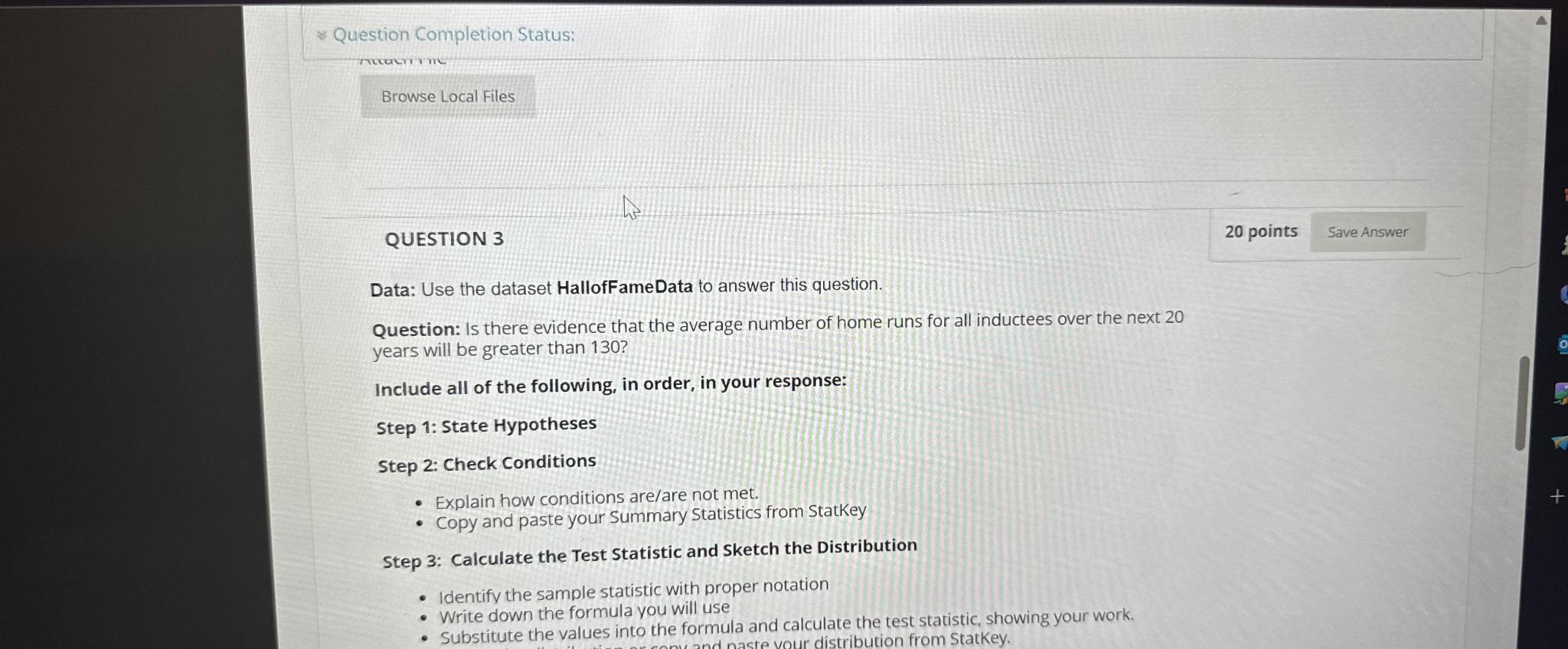 Solved Question Completion Status:QUESTION 320 ﻿pointsData: | Chegg.com