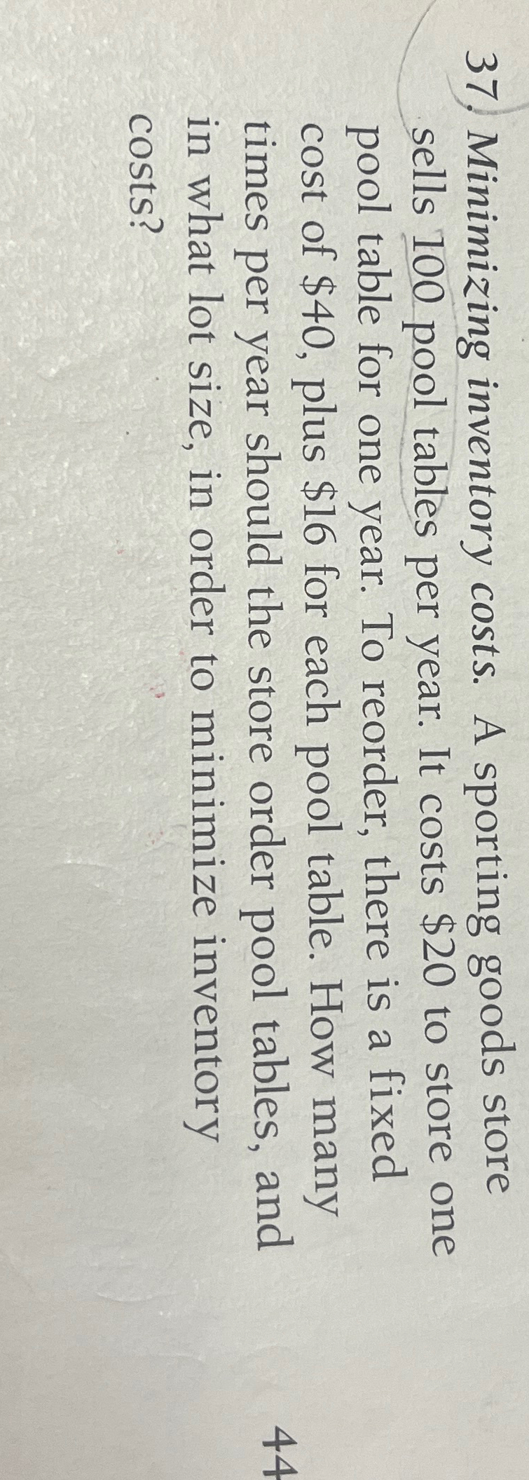 Solved Minimizing inventory costs. A sporting goods store | Chegg.com