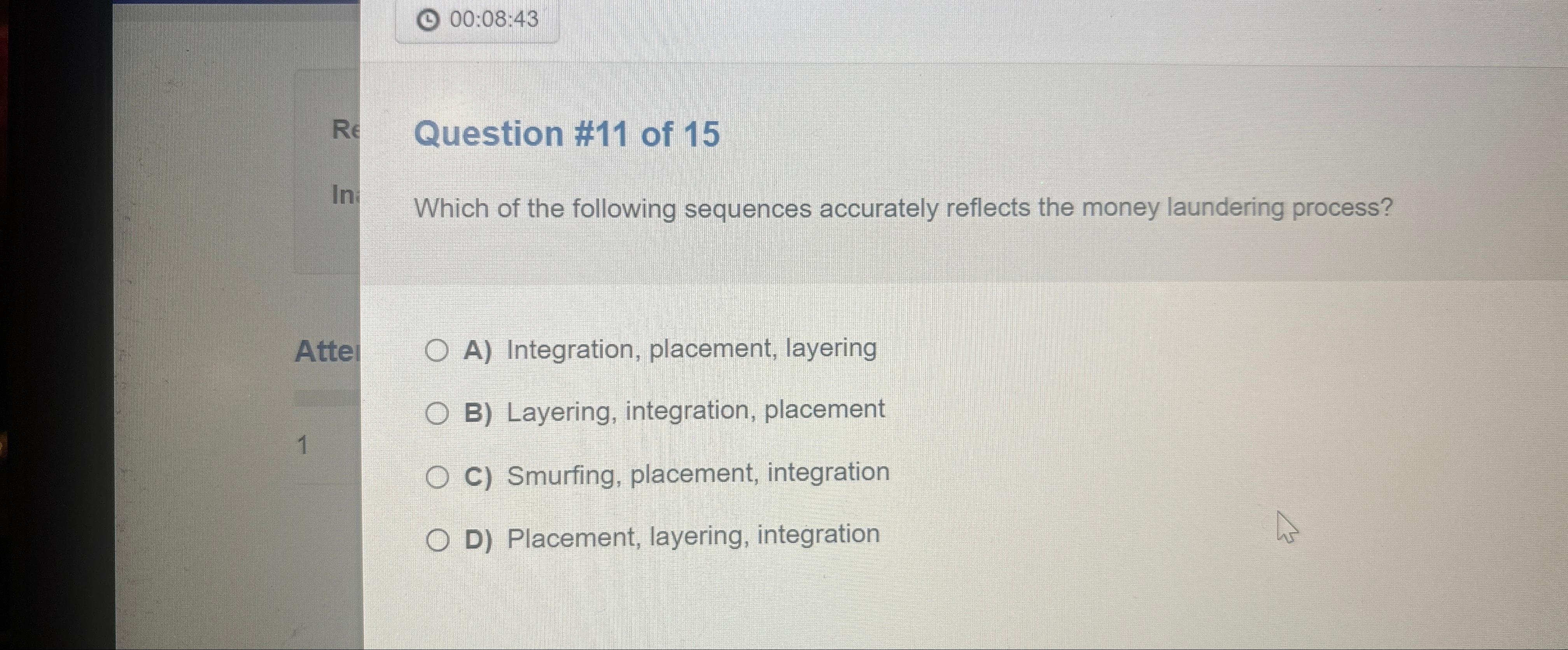 Solved 00:08:43Re Question #11 ﻿of 15In Which of the | Chegg.com