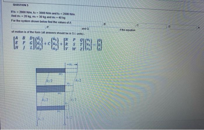 Solved QUESTIONS If ks = 2000 Nm, 3000 N/m and ks = 2000 Nim | Chegg.com