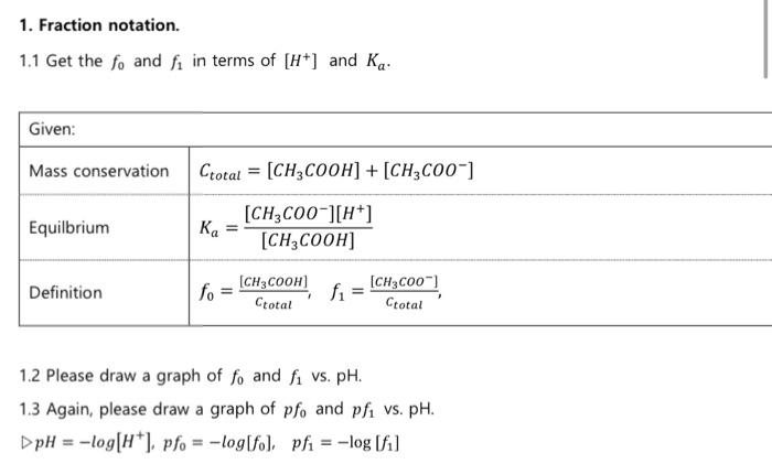 Solved 1. Fraction notation. 1.1 Get the f0 and f1 in terms | Chegg.com
