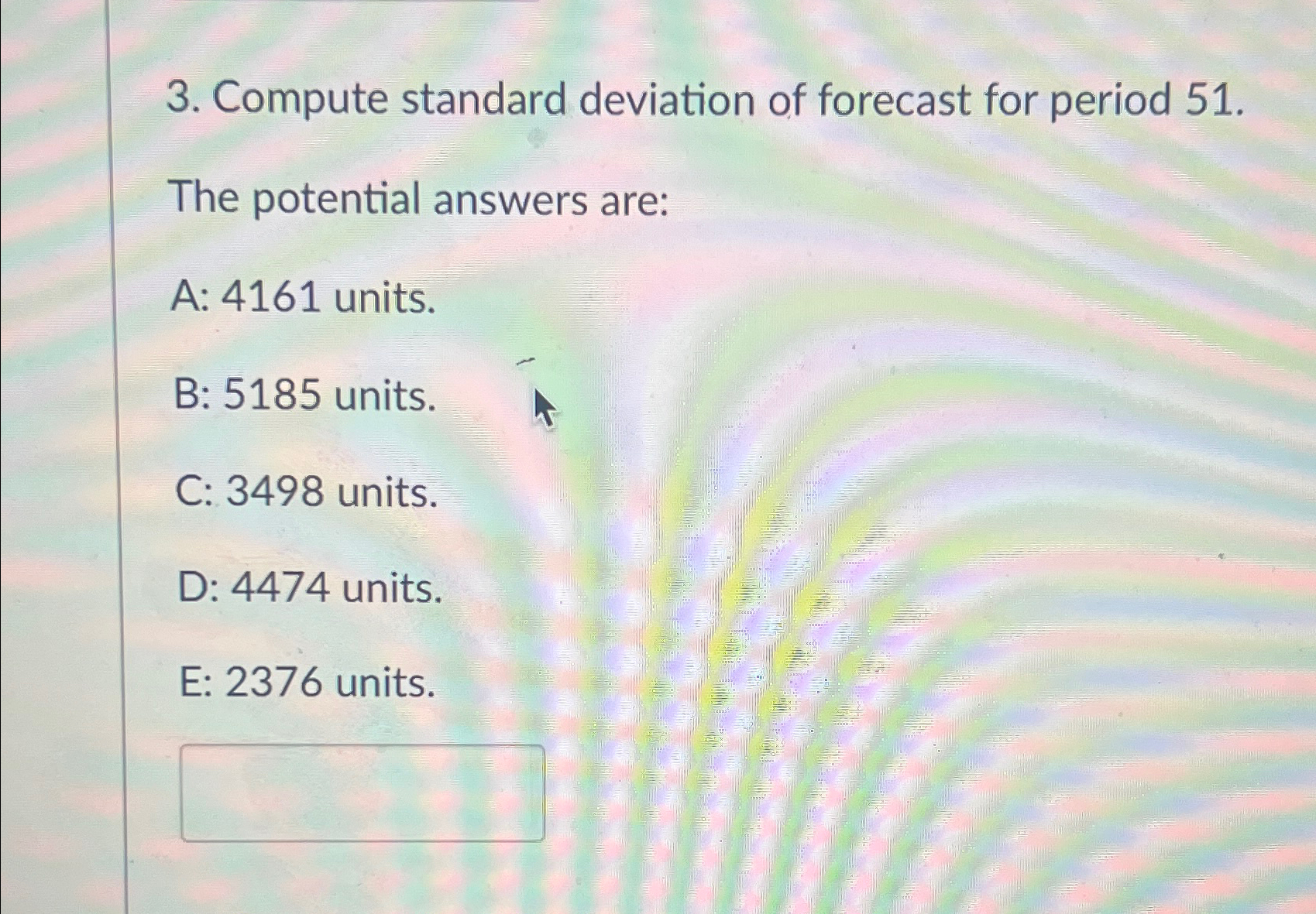 Solved Compute standard deviation of forecast for period | Chegg.com