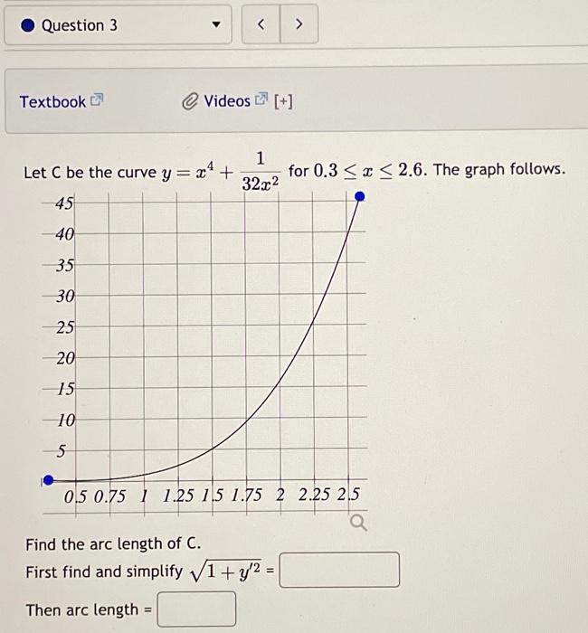 Solved Let C be the curve y=x4+32x21 for 0.3≤x≤2.6. The | Chegg.com
