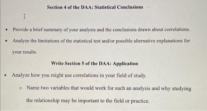 Solved Section 3 of the DAA: Results and Interpretation . | Chegg.com