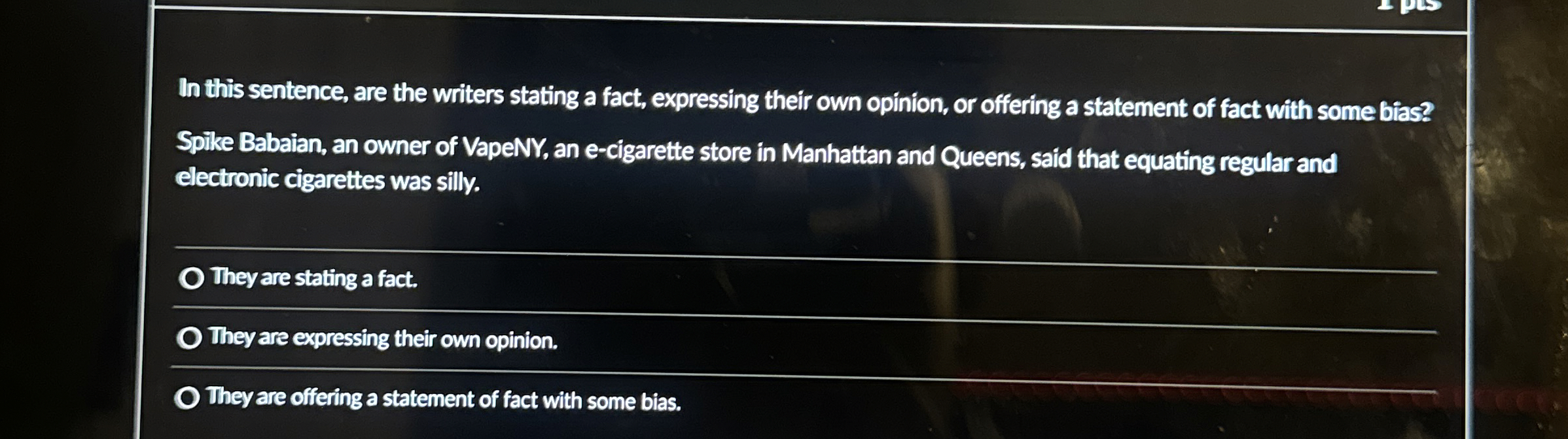 Solved In this sentence, are the writers stating a fact, | Chegg.com