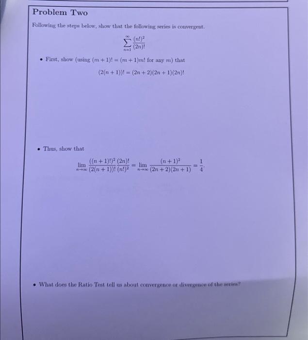 Solved Problem Two Following the steps below, show that the | Chegg.com
