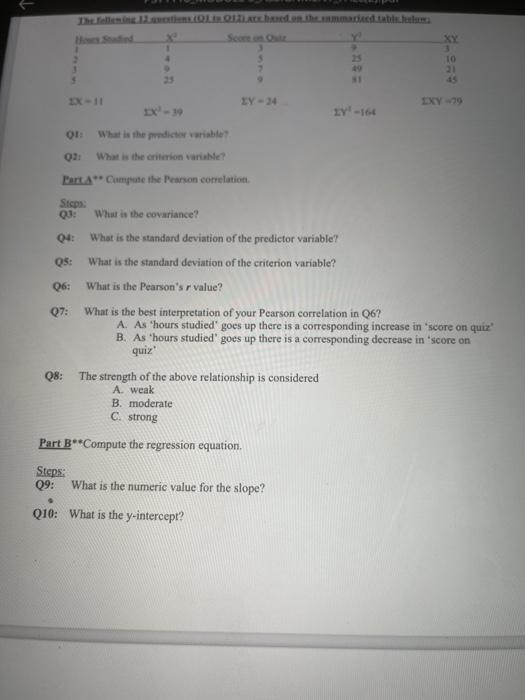 Solved Q7: What is the best interptetation of your Pearson | Chegg.com