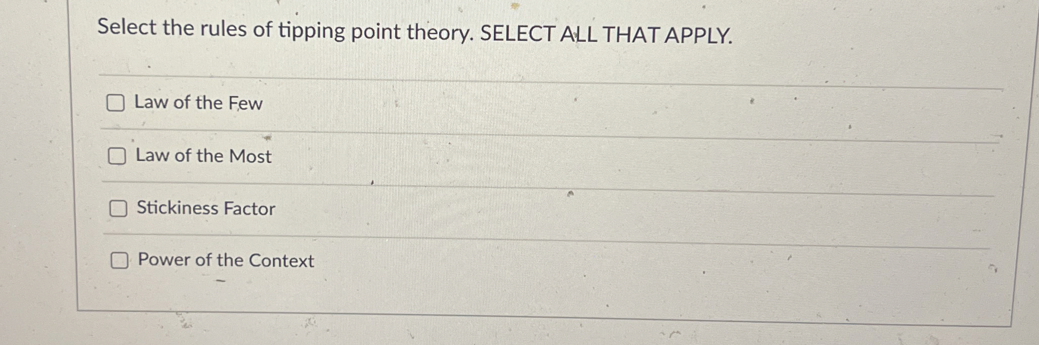 Solved Select the rules of tipping point theory. SELECT ALL | Chegg.com