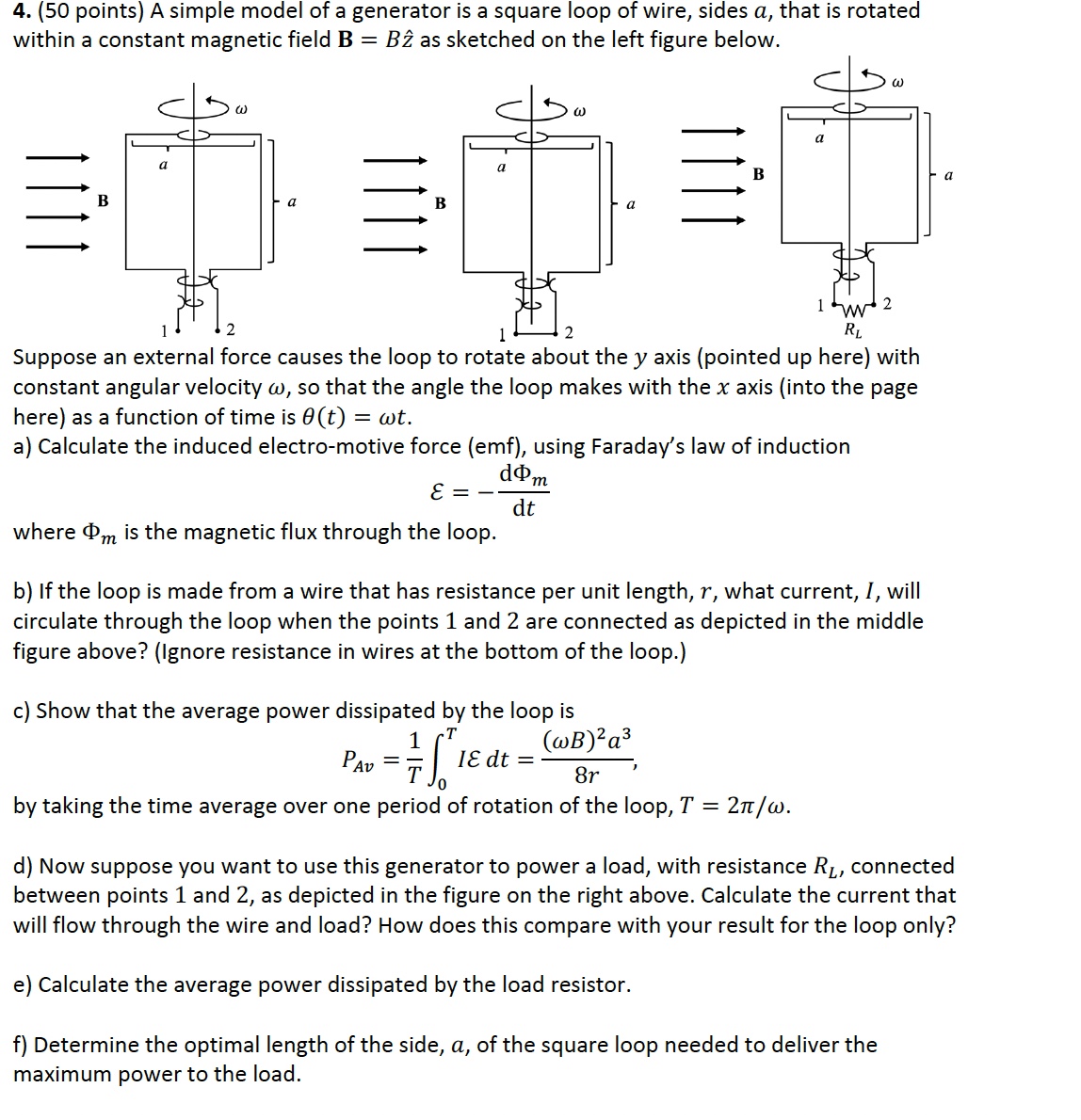 Solved (50 ﻿points) ﻿A simple model of a generator is a | Chegg.com
