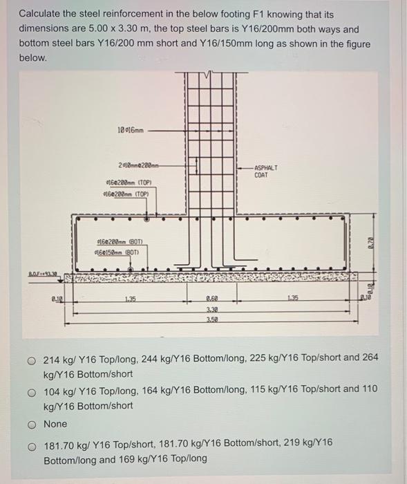 Solved Calculate the steel reinforcement in the below | Chegg.com