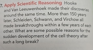 Solved Apply Scientific Reasoning Hooke and Van Leeuwenhoek | Chegg.com