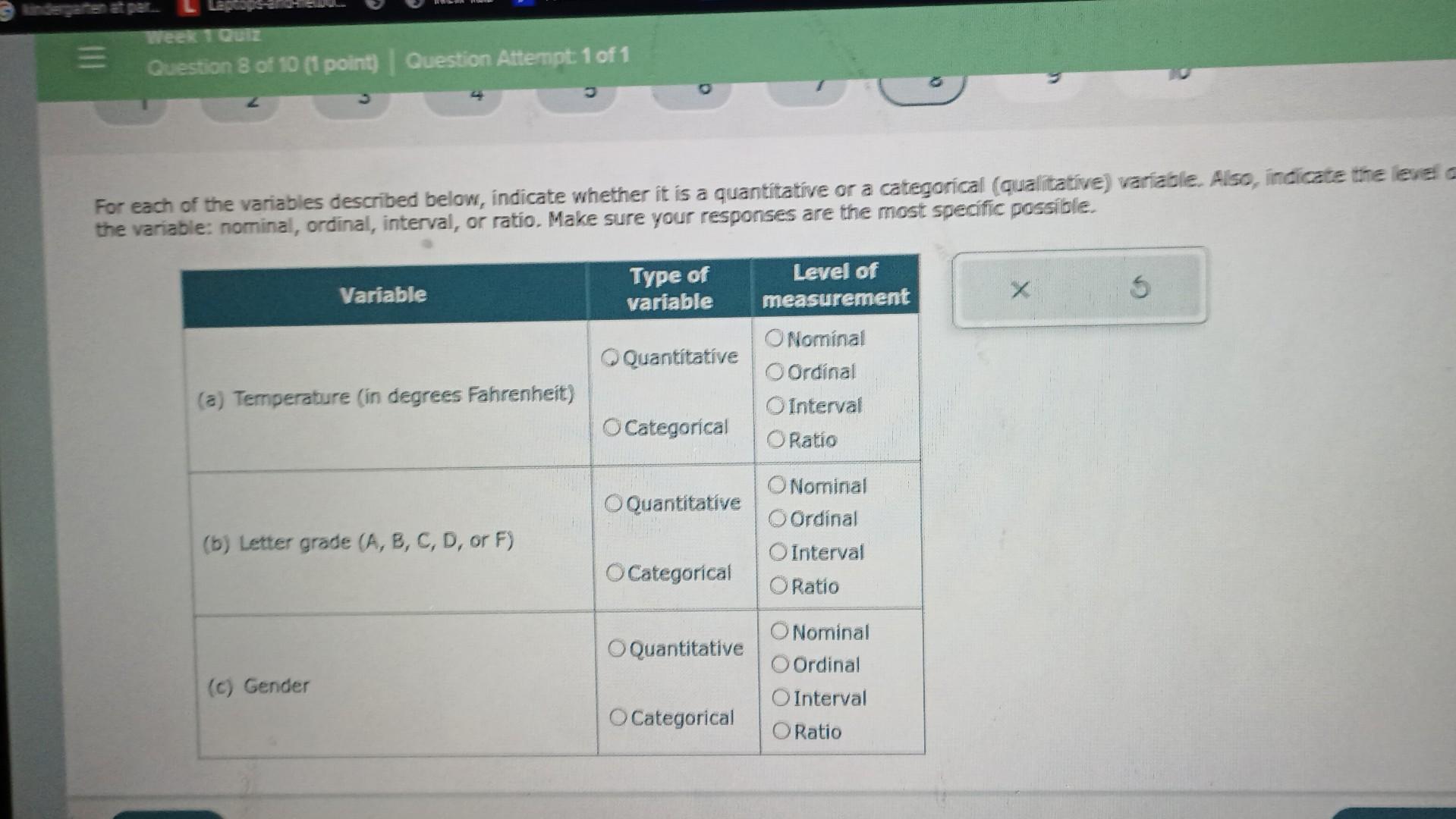 Solved For each of the variables described below, indicate | Chegg.com