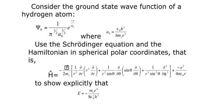 Solved Es Jt Consider The Ground State Wave Function Of A