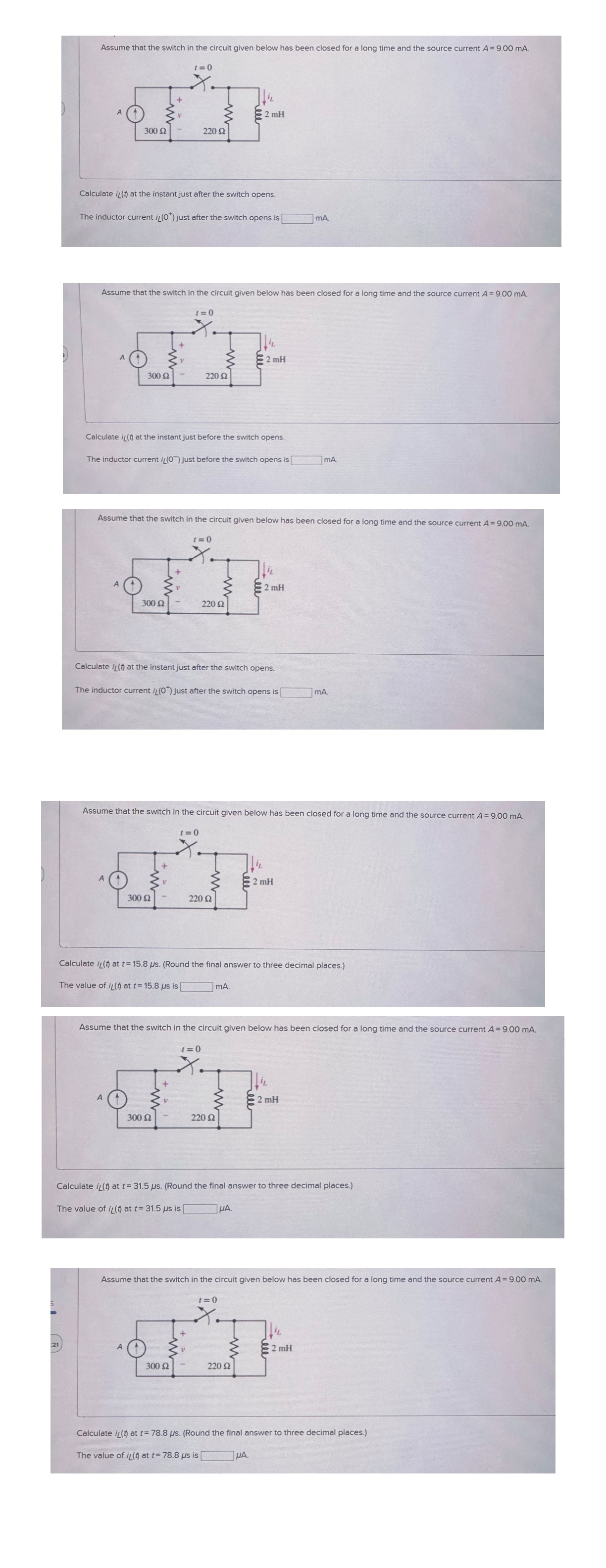 Solved Part A Assume that the switch in the circuit given | Chegg.com